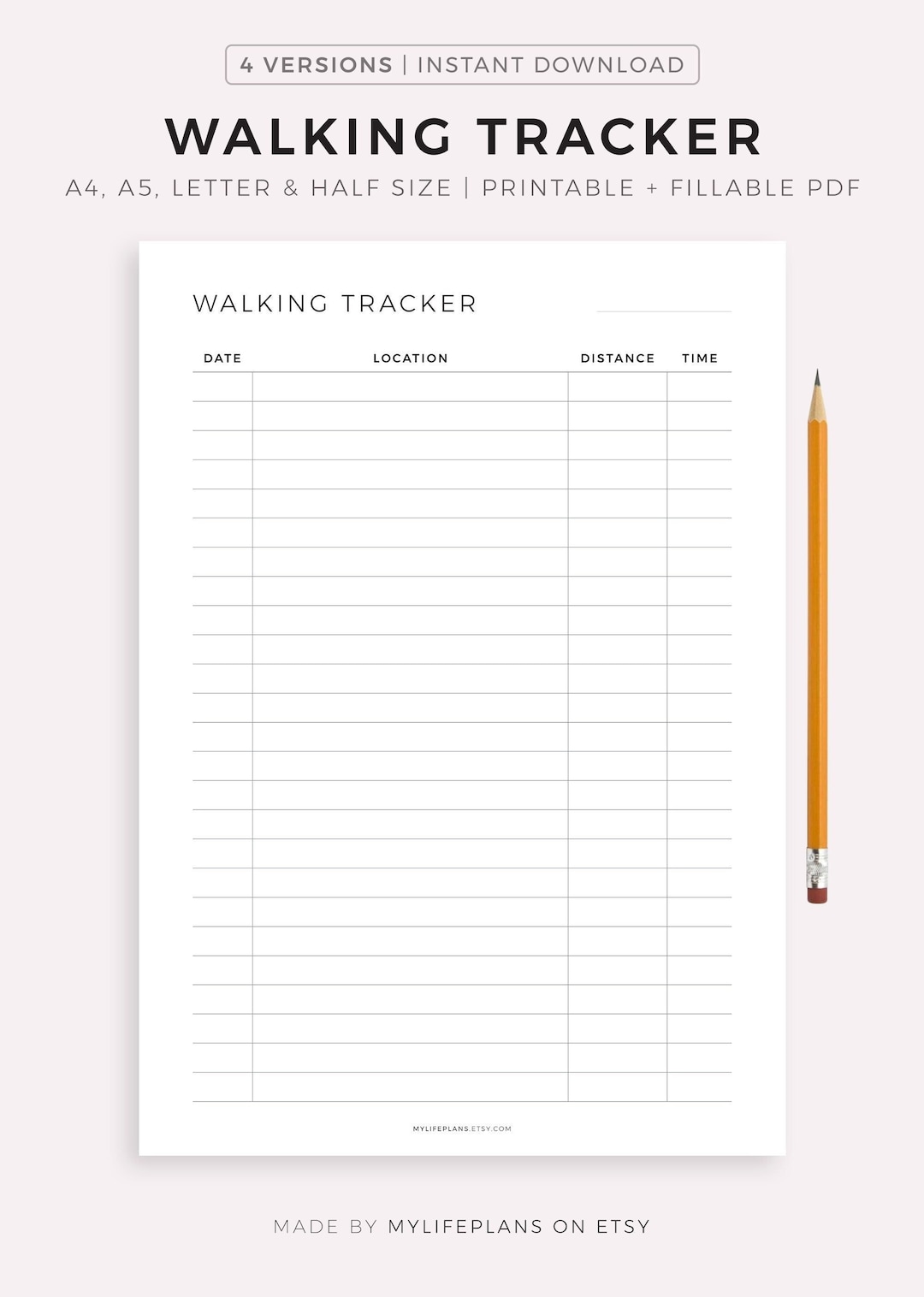 Walking Tracker Printable, Walking Journal, Walking Log, Daily Exercise ...