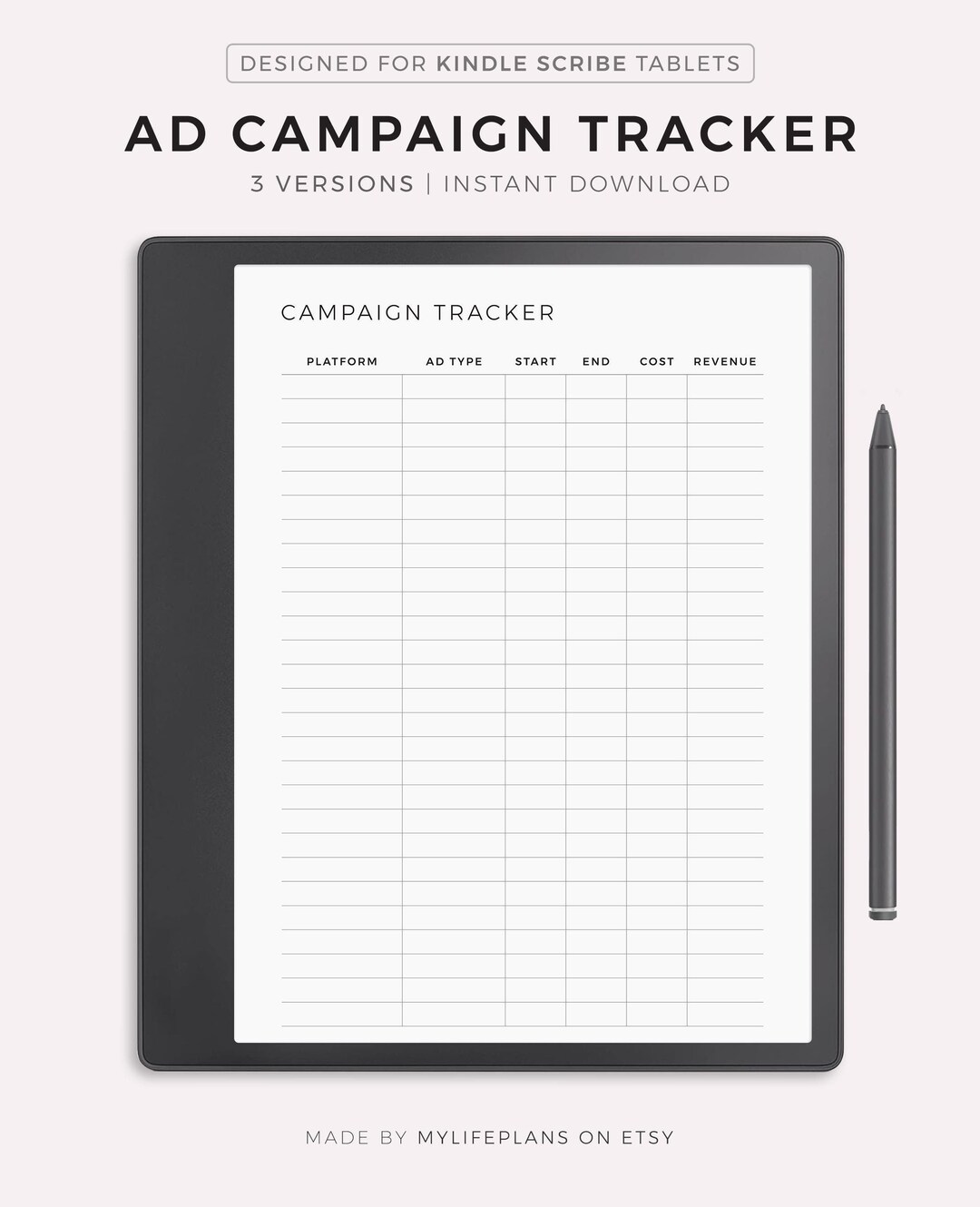 Ad Campaign Tracker, Advertising Tracker Log, Advertising Expense ...