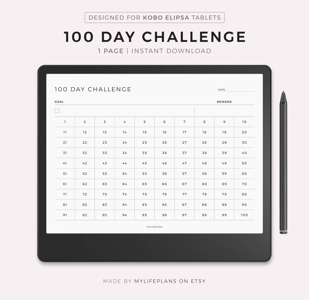 100 Day Challenge Landscape, Goal Setting, Progress Tracker, Habit ...