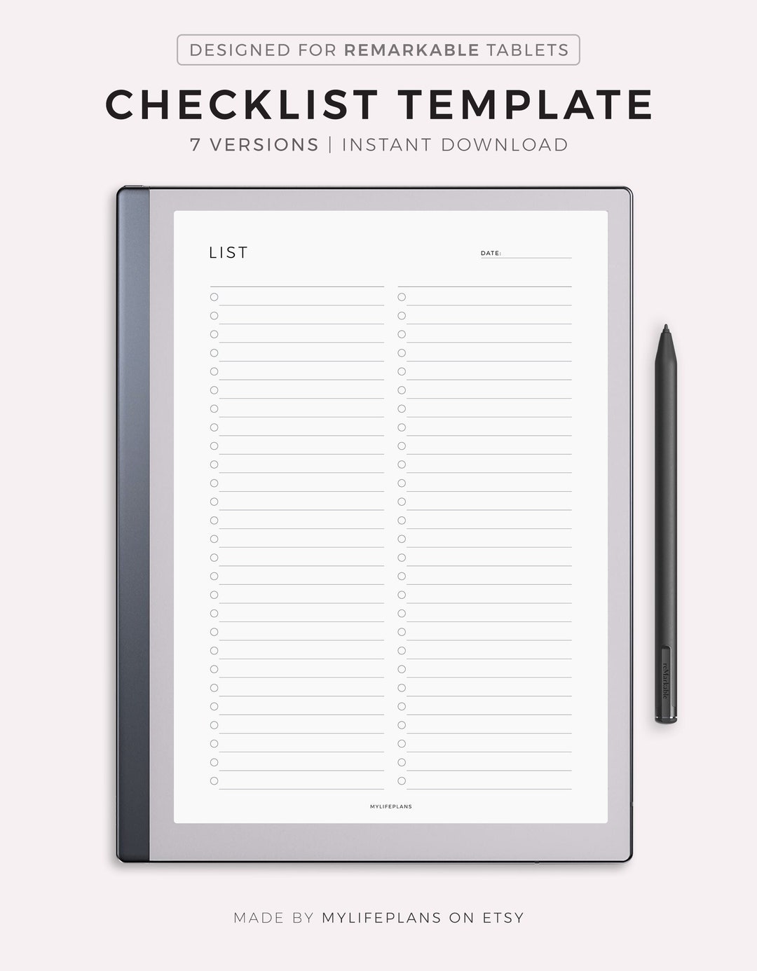 Blank Checklist Template, Simple Checklist Template, Remarkable 2 ...