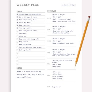 Weekly to Do List Printable, Minimalist Weekly Planner, Weekly Agenda ...