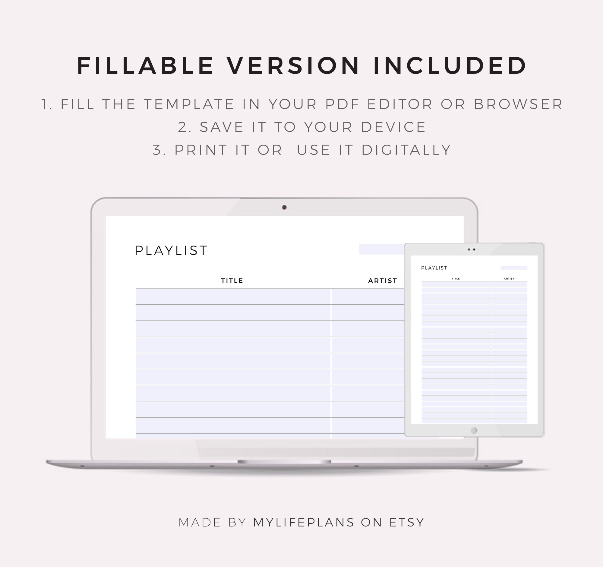Simple Music Playlist Printable Favorite Songs Fitness - Etsy