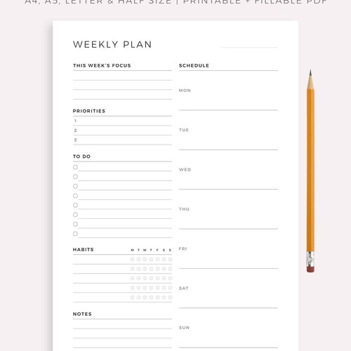 Weekly Planner Printable to Do List - Etsy