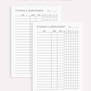 Weekly Vitamin Tracker for Remarkable Paper Pro, Supplement Checklist ...
