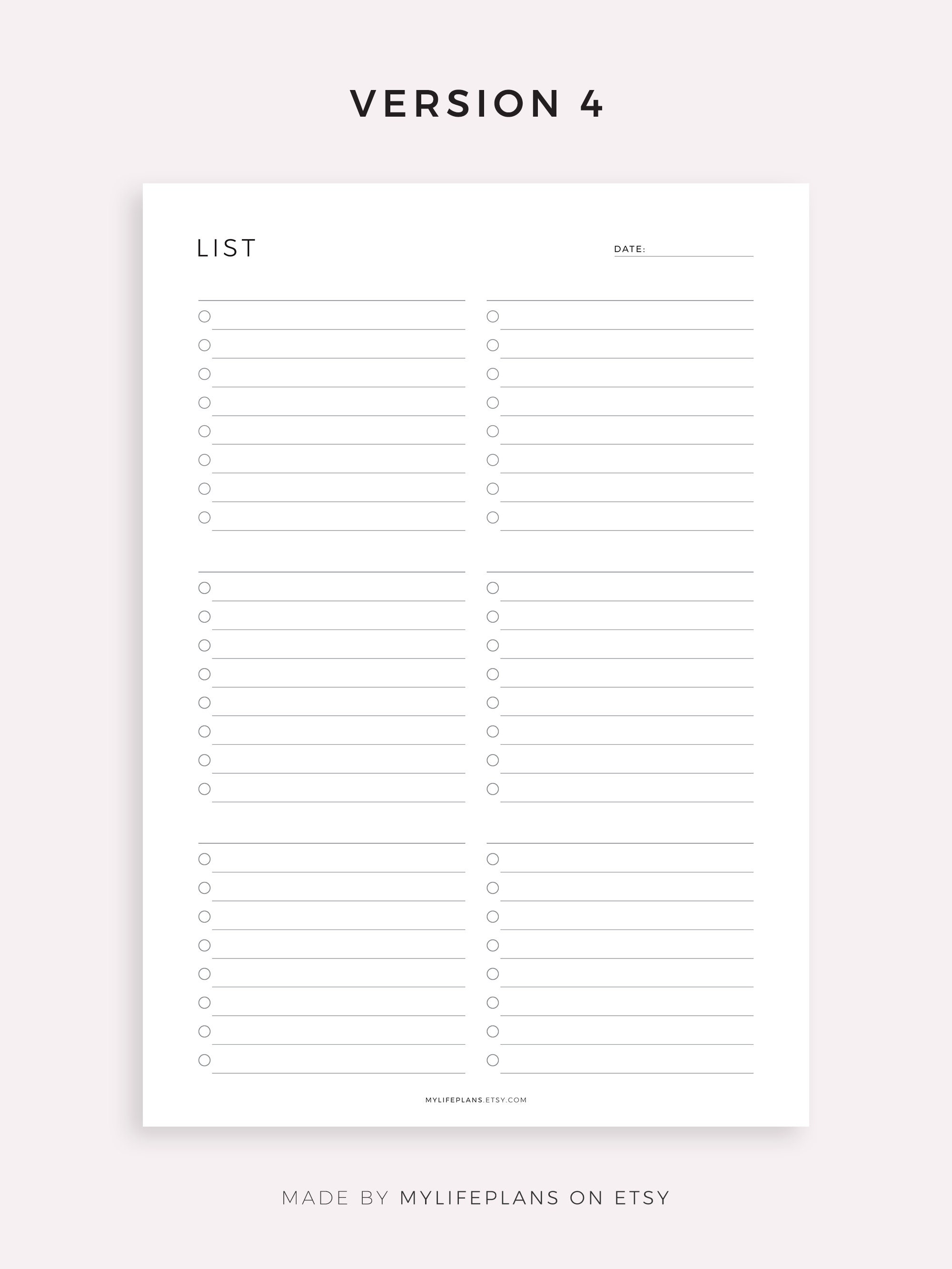 Blank Checklist Template Printable & Fillable Simple - Etsy Australia