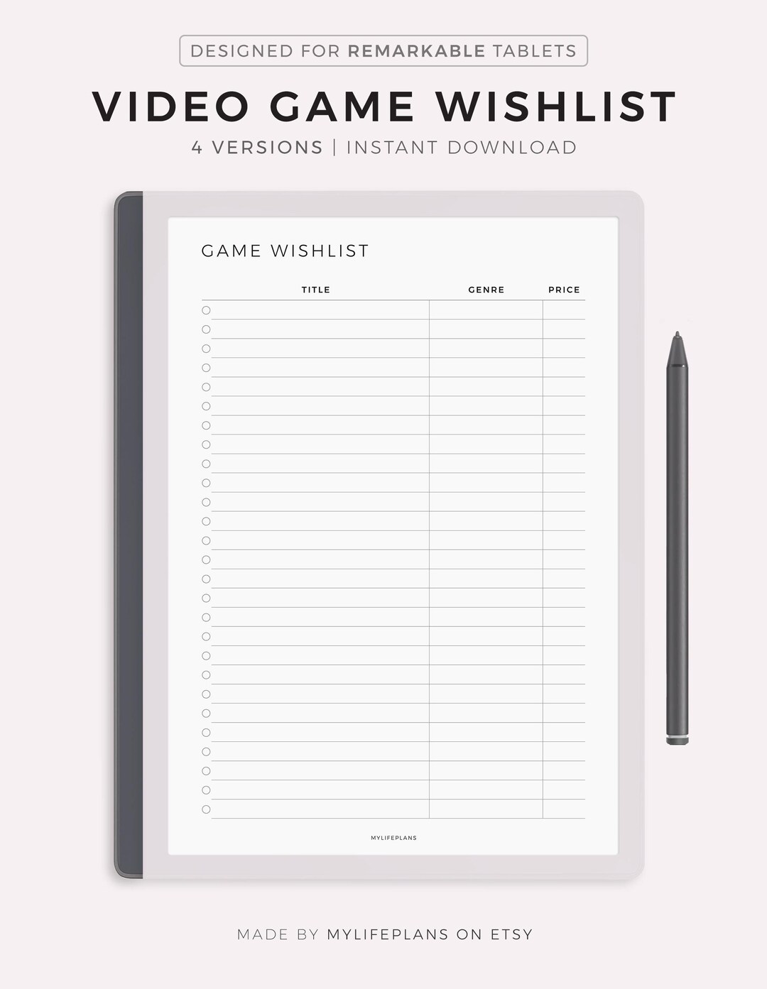 Video Games Wishlist Template, Compatible With Remarkable 2, Instant ...
