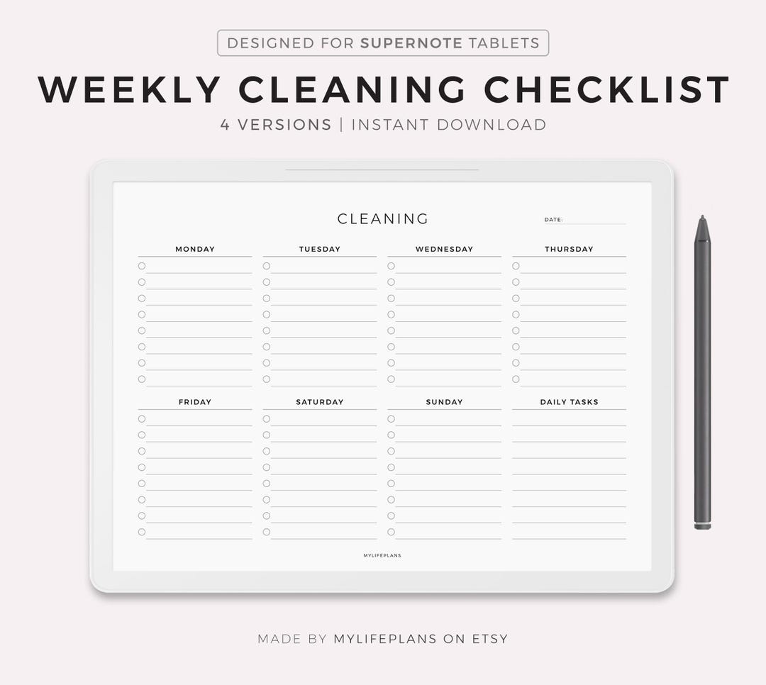 Weekly Cleaning Checklist, Landscape, Cleaning to Do List, Cleaning ...