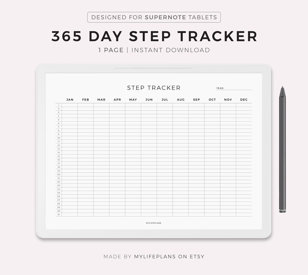 365 Day Step Tracker for Supernote A5X2/A5X/A5/A6X2/A6X/A6, Landscape ...
