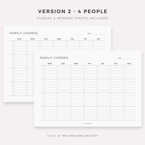 Family Chore Chart for Kindle Scribe, Landscape, Weekly Household ...