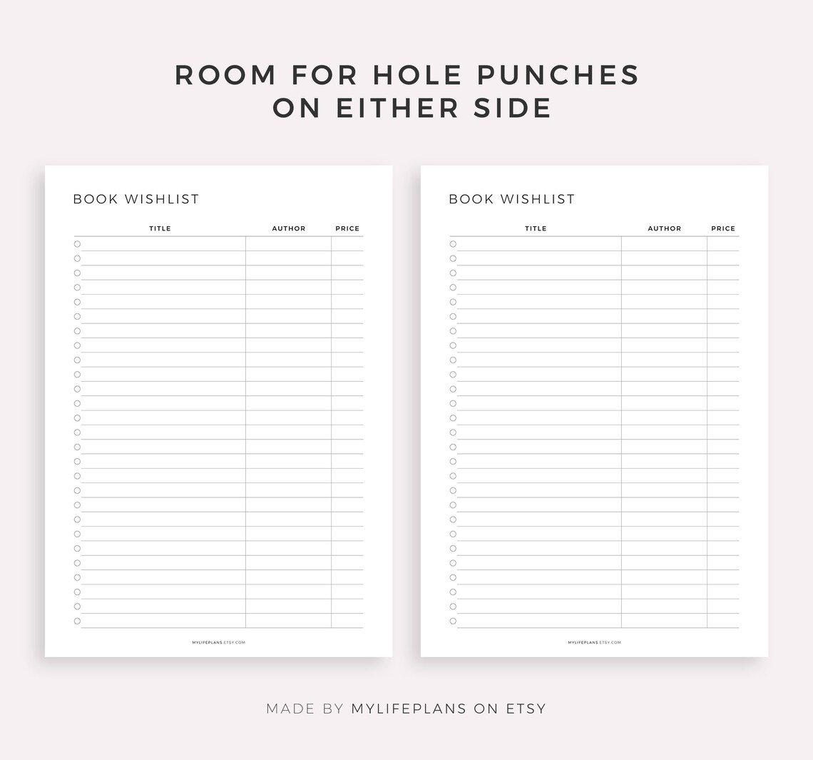 Book Wishlist Printable Template, Book Shopping Wishlist, Gift for Me ...