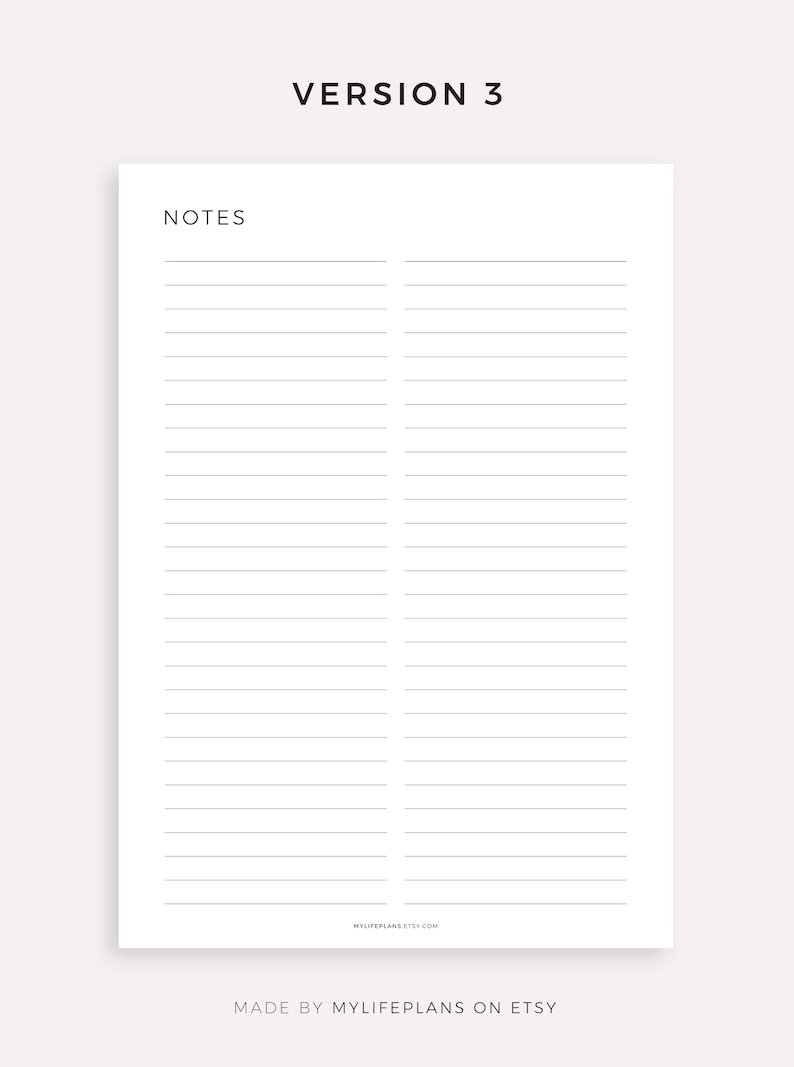 2 Column Notes Page Printable Notes Template Writing Paper | Etsy