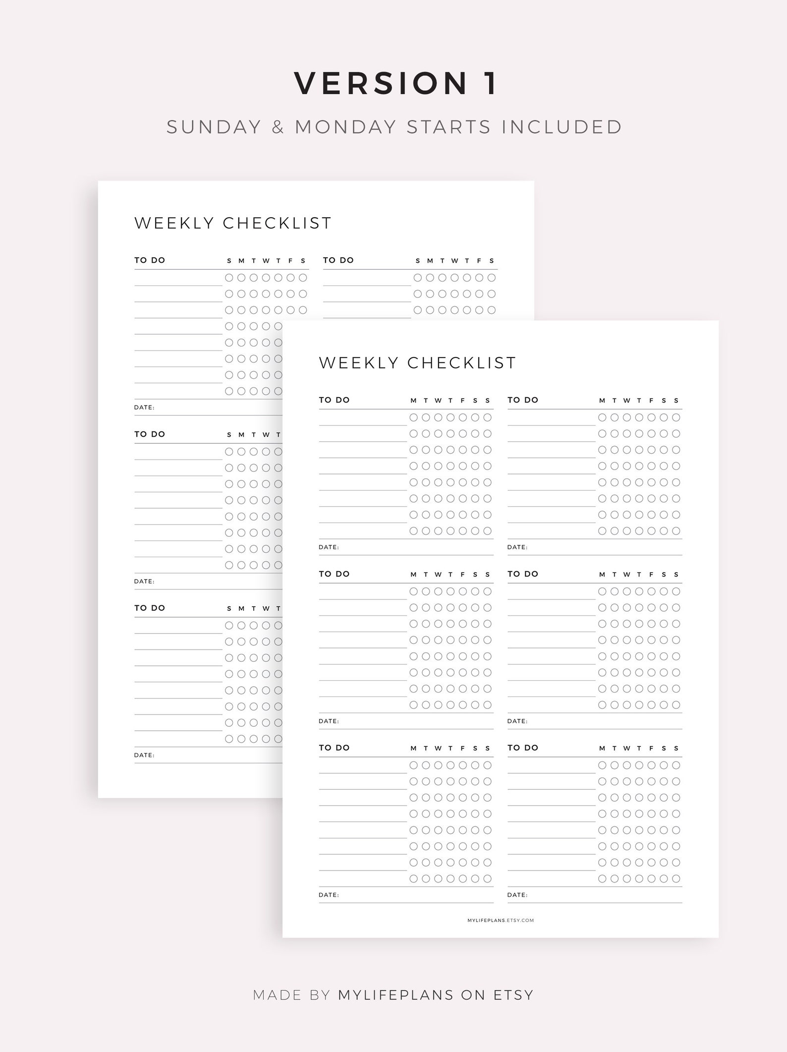 Printable Weekly Checklist Fillable Weekly Task List to Do - Etsy