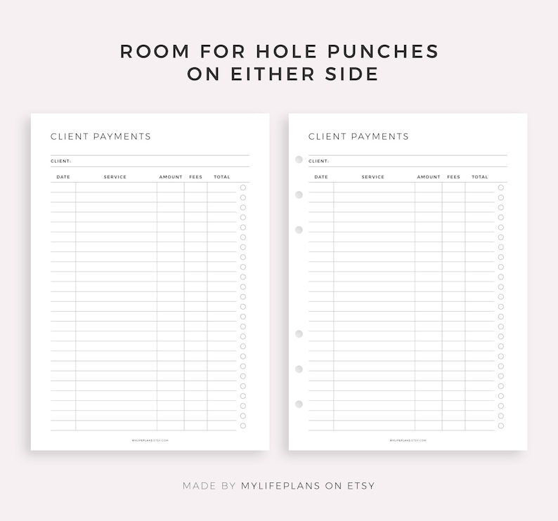 Client Payment History Tracker Printable, Client Payment Log, Client ...