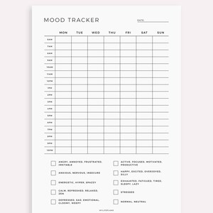 Hourly Mood Tracker for Remarkable Paper Pro, Weekly Mood Journal ...