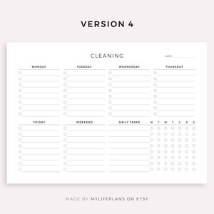 Weekly Cleaning Checklist Printable Landscape, Cleaning to Do List ...