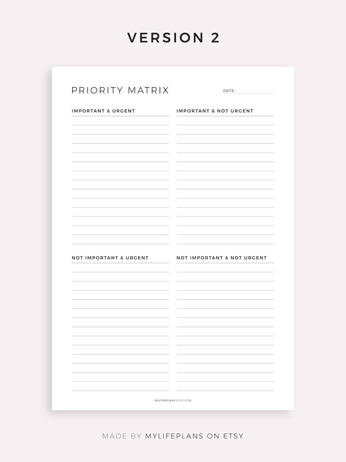 Priority Matrix Printable, Decision Matrix, Eisenhower Matrix, My ...