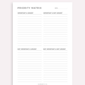 Priority Matrix Printable, Decision Matrix, Eisenhower Matrix, My ...