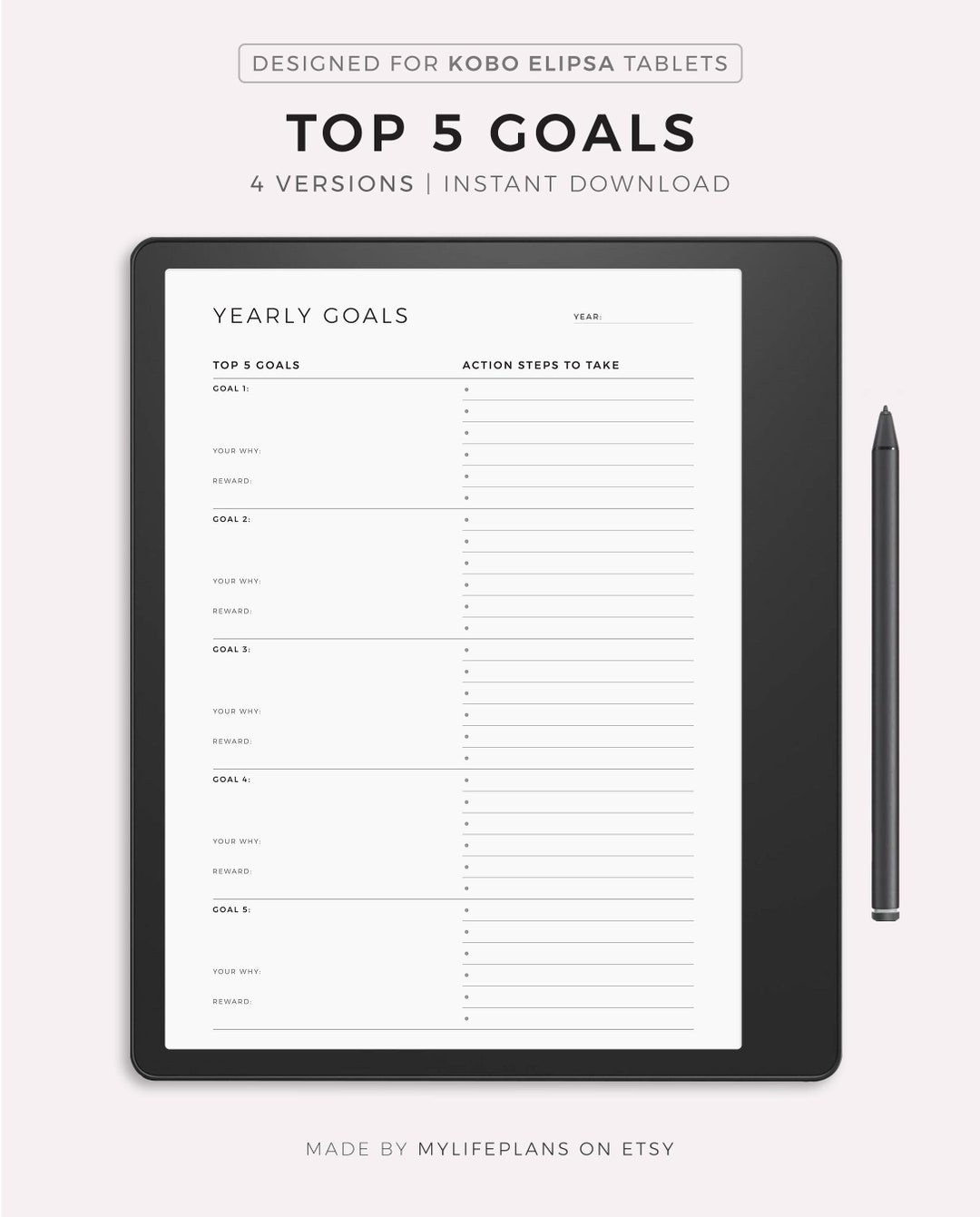 Top 5 Goals - Yearly Goals, Quarterly Goals, Monthly Goals, Weekly ...