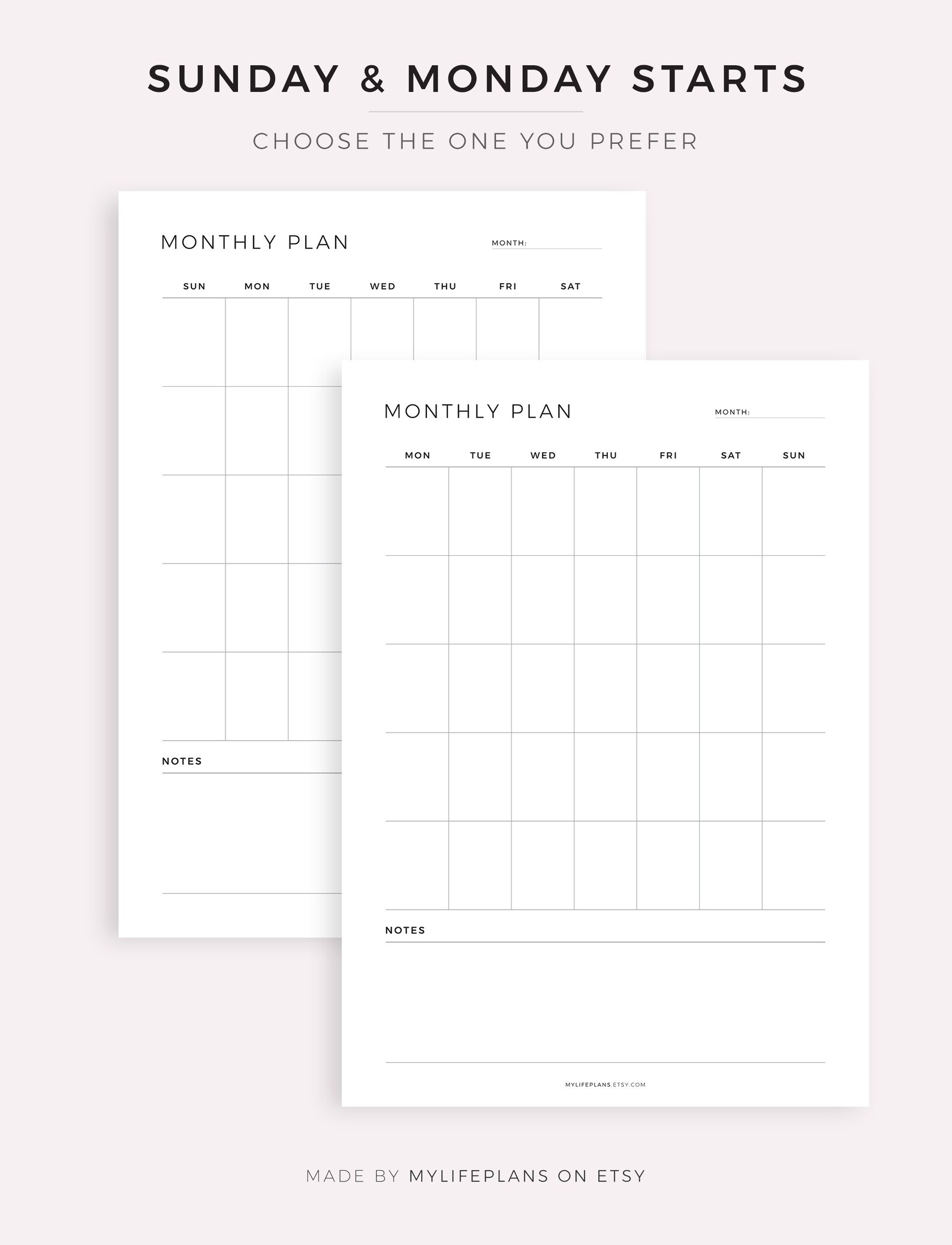 Simple Monthly Planner Printable Minimal Monthly Schedule - Etsy