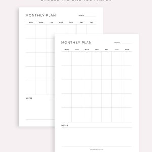 Simple Monthly Planner Printable, Minimal Monthly Schedule, Monday and ...