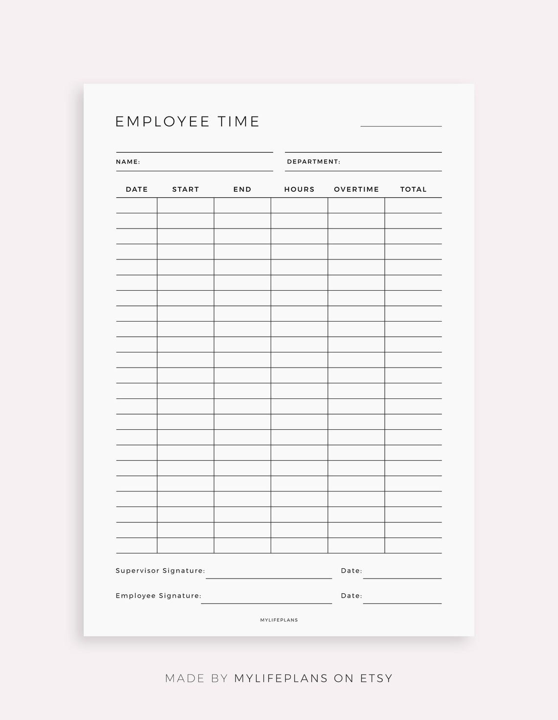 Employee Time Tracker for Remarkable Paper Pro, Instant Download - Etsy