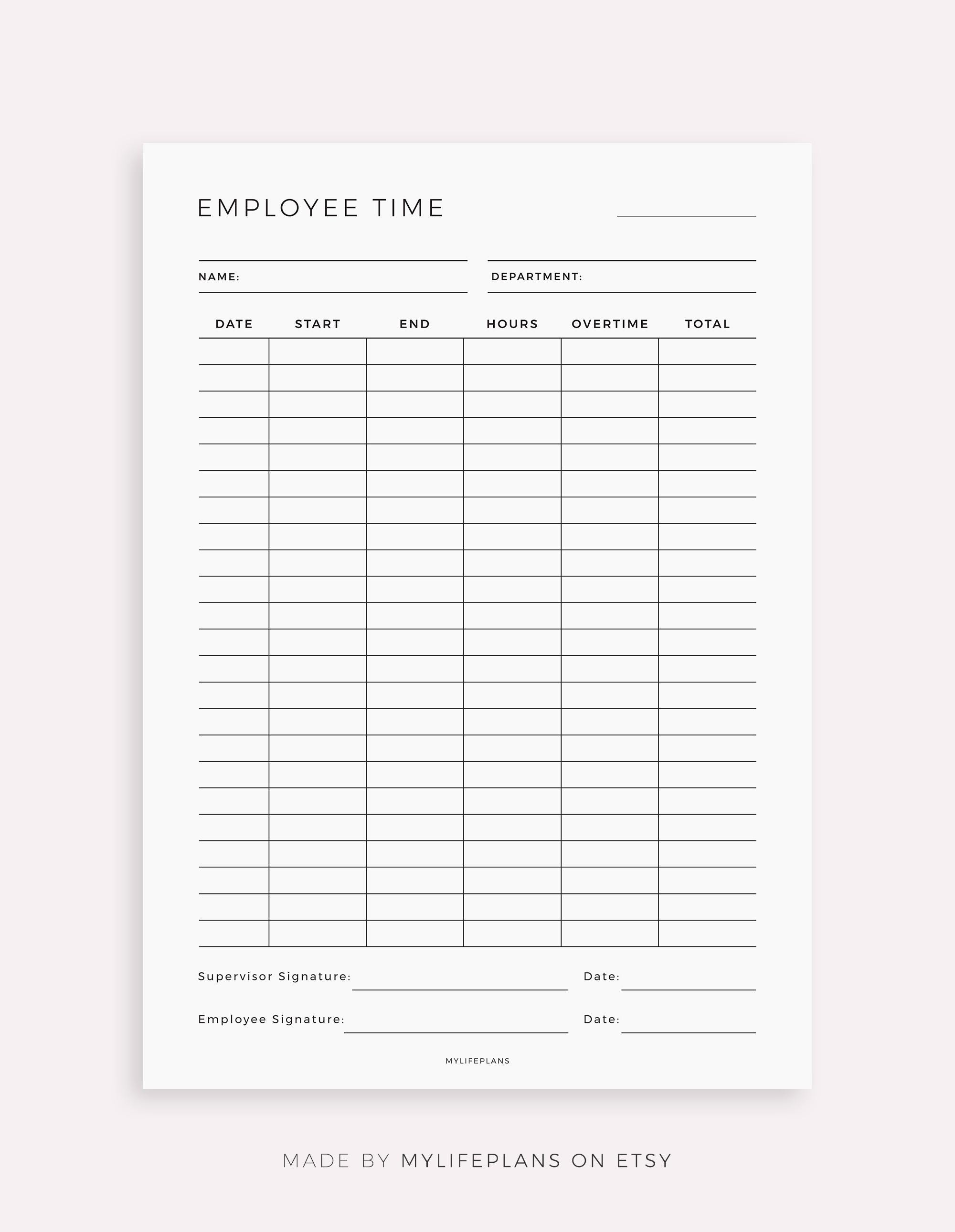 Employee Time Tracker for Remarkable Paper Pro, Instant Download - Etsy