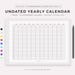 Undated Year Calendar for Remarkable Paper Pro, Year at a Glance, Year ...