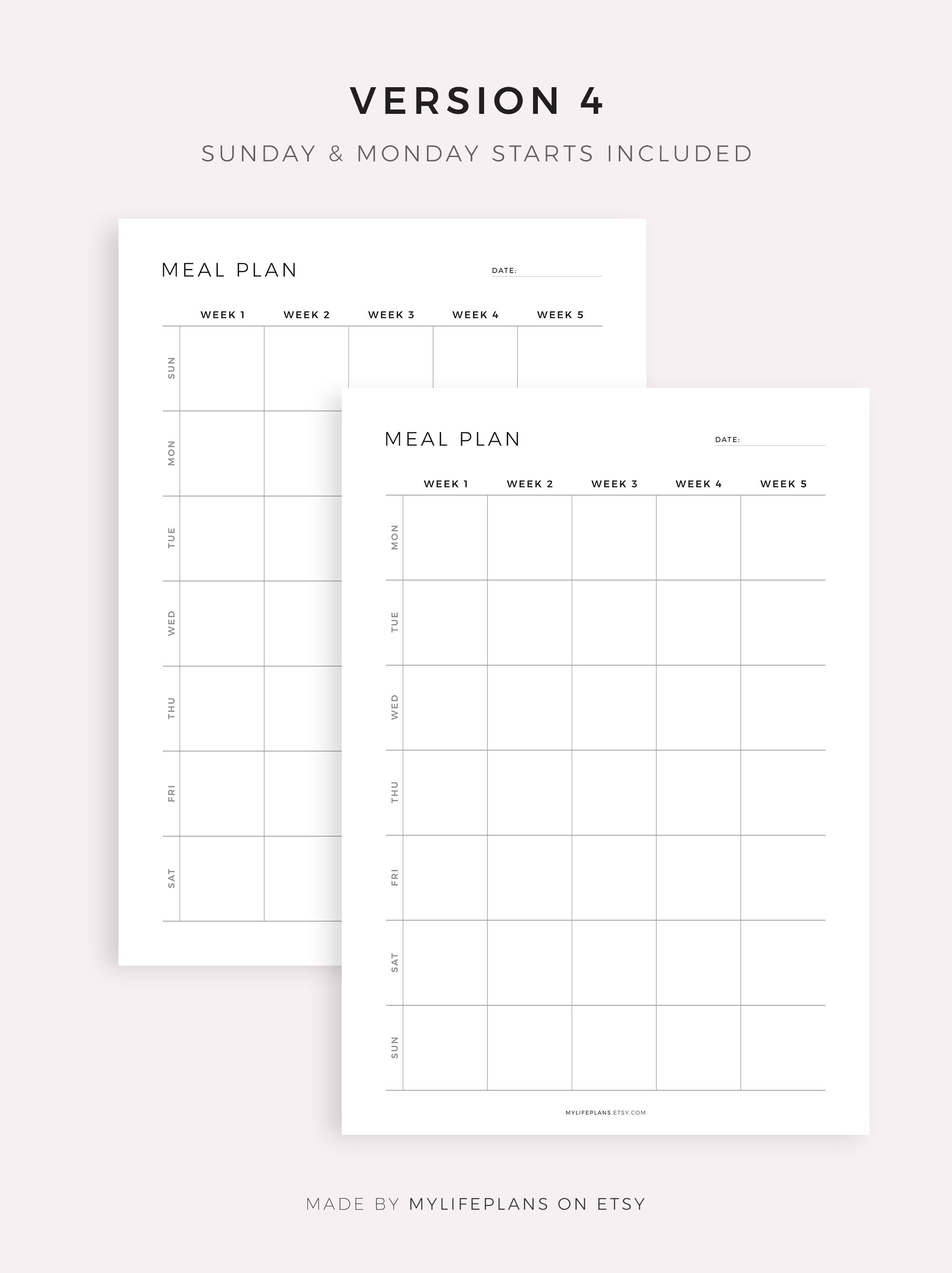 Monthly Meal Planner Printable, 30 Day Menu Planner, Food Planner ...
