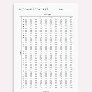 Monthly Migraine Tracker for Remarkable Paper Pro, Headache Pain ...