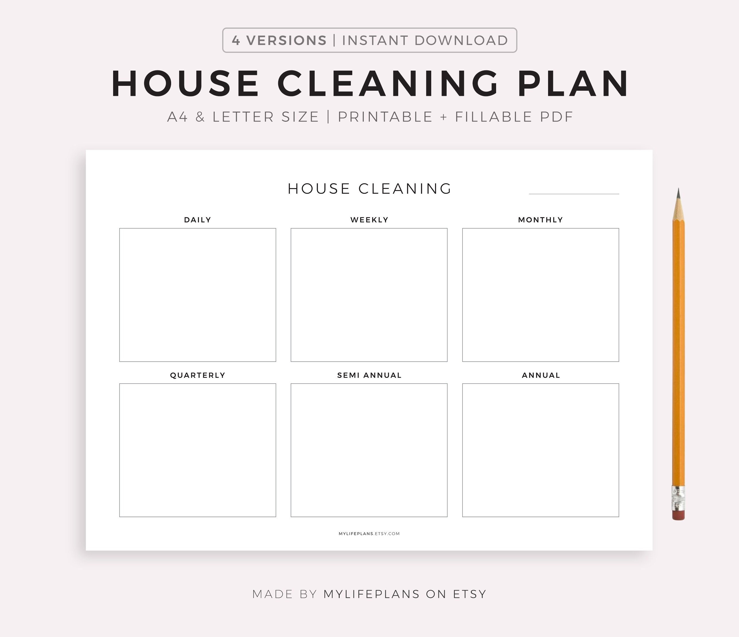House Cleaning Planner Printable Landscape Simple Cleaning - Etsy