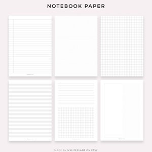 Notes, Lined, Graph & Dot Grid Paper Pages Bundle Printable, A4/a5 ...