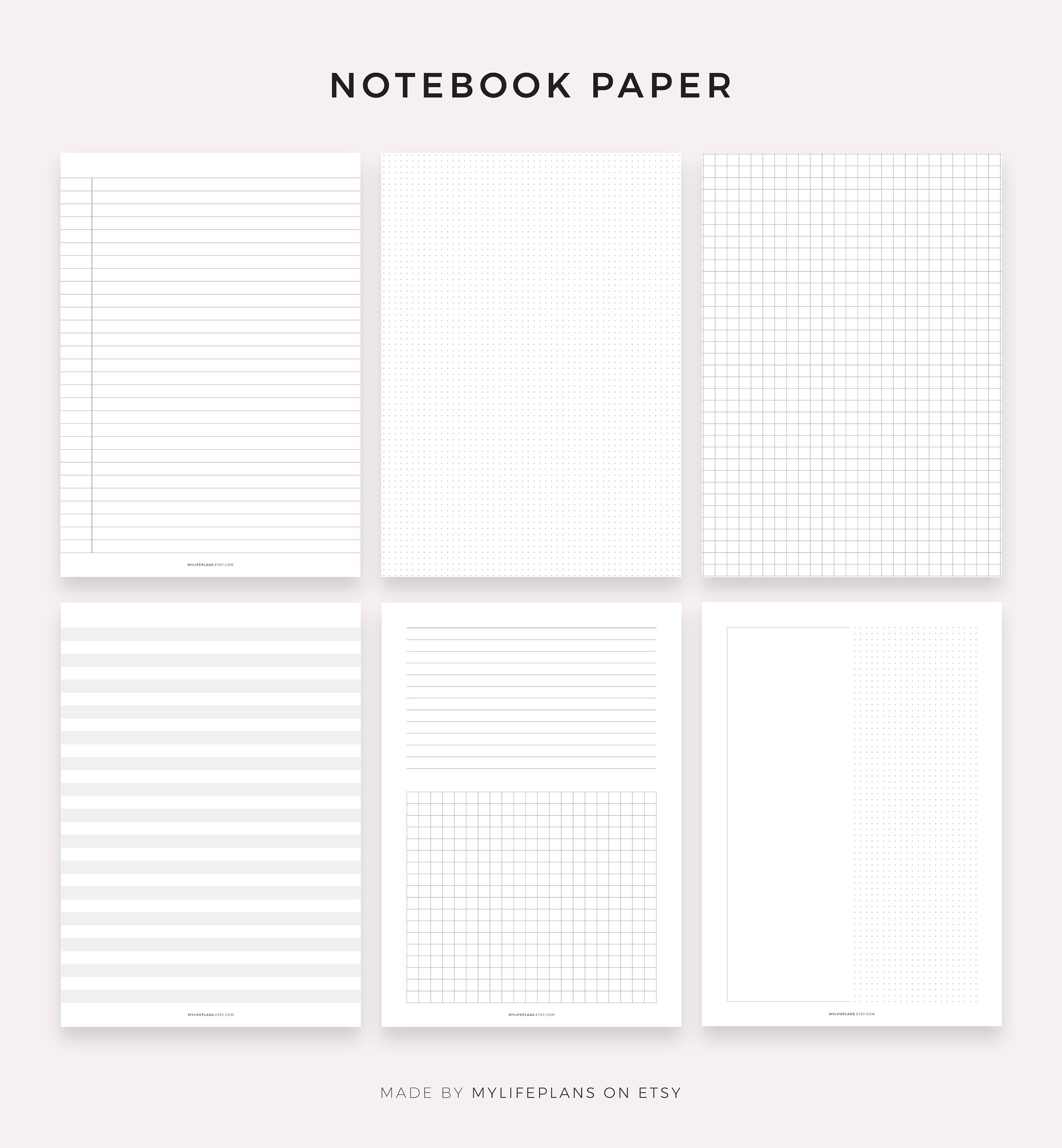 Notes Lined Graph & Dot Grid Paper Pages Bundle Printable - Etsy