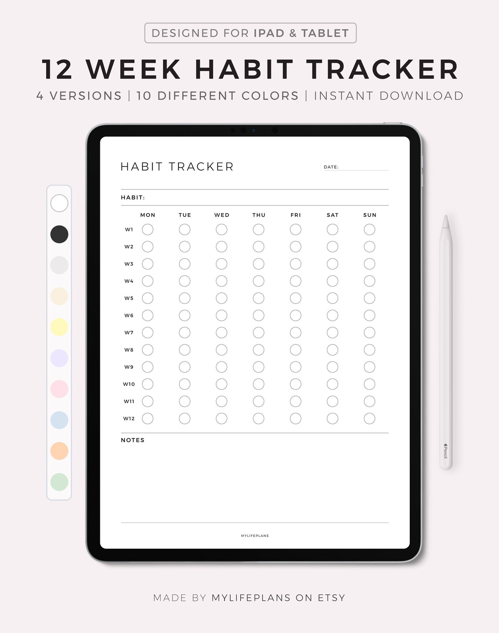 12 Week Habit Tracker Digital Template for Goodnotes, Notability, Ipad ...
