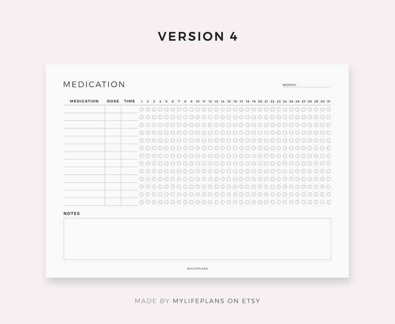 Monthly Medication Tracker for Supernote A5X2/A5X/A5/A6X2/A6X/A6 ...