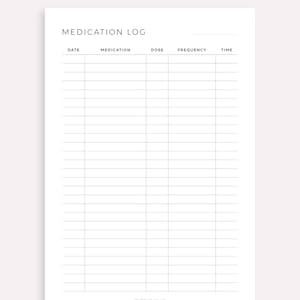 Medication Log Printable, Medication Tracker, Medication Intake ...