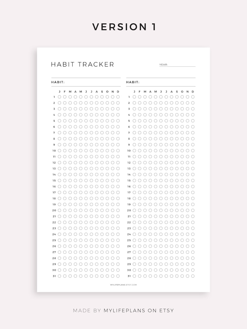 Yearly Habit Tracker on One Page, Habit Tracker Template, Routine ...