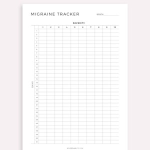 Monthly Migraine Tracker Printable Template, Headache Pain Tracker ...