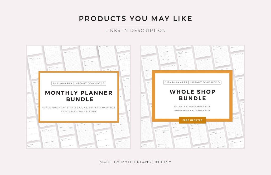 Monthly Planner Printable Landscape Minimalist Monthly - Etsy