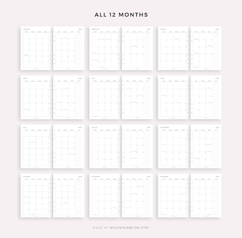2028 Monthly Calendar With Holidays on 2 Pages, Printable Calendar ...