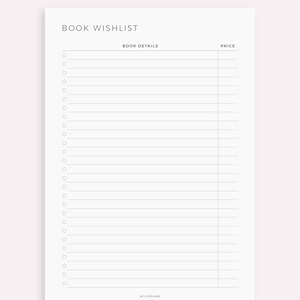 Book Wishlist Template for Supernote A5X2/A5X/A5/A6X2/A6X/A6, Book ...