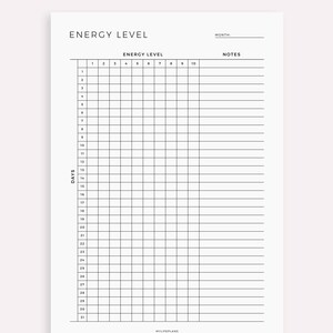 Daily Energy Level Tracker for Remarkable Paper Pro, Track Monthly ...