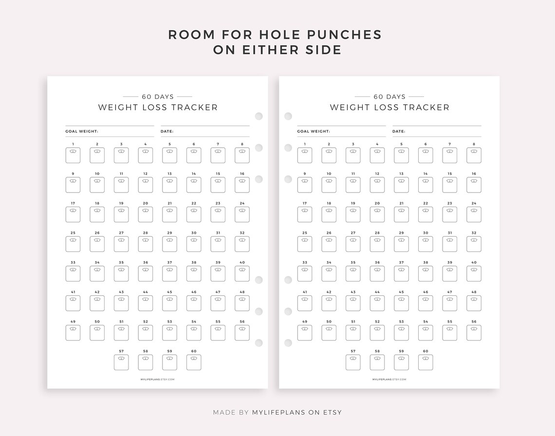60 Day Weight Loss Tracker Printable Weight Loss Challenge - Etsy