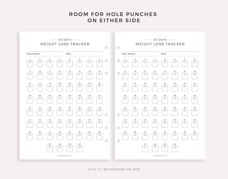 60 Day Weight Loss Tracker Printable Weight Loss Challenge - Etsy