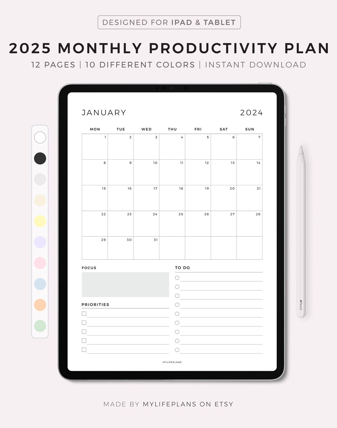 2025 Monthly Planner, Monthly Organizer, Month at a Glance, Compatible ...
