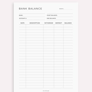 Bank Balance Template for Remarkable 2, Bank Account Transactions ...
