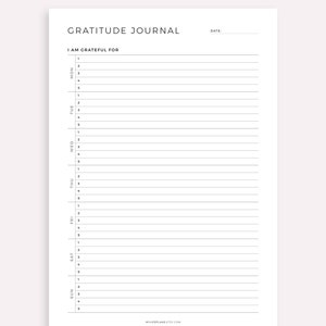 Weekly Gratitude Journal Printable Template, Thankfulness Journal ...