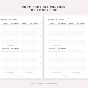Monthly, Quarterly, Yearly Subscription Tracker Printable, Membership ...