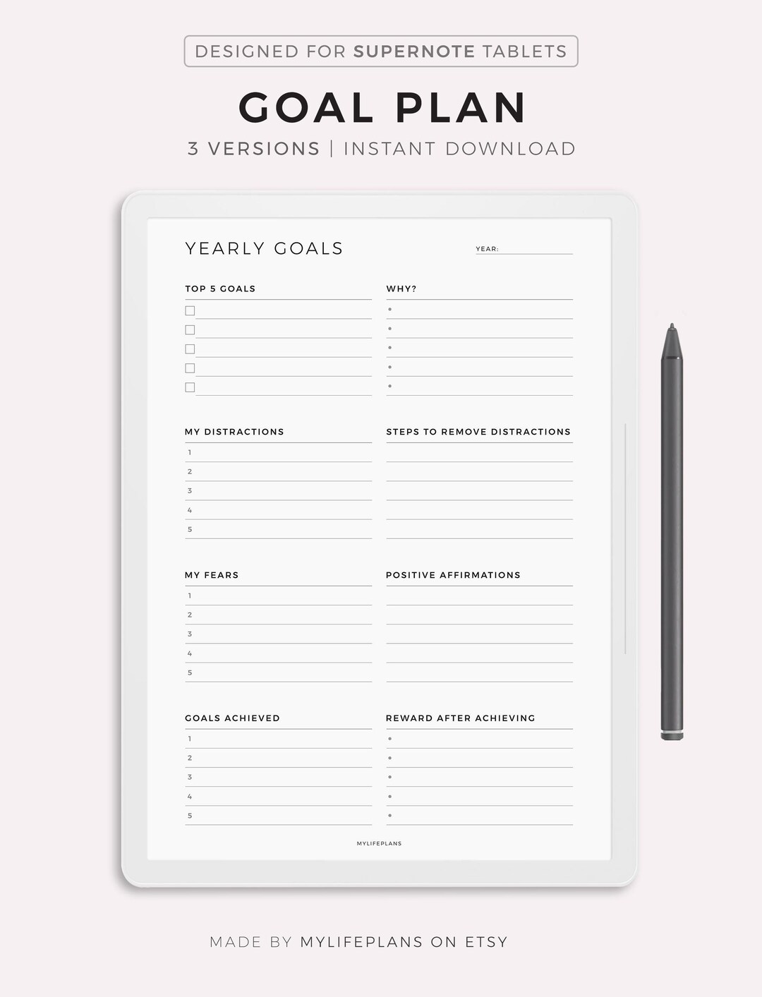 Goal Planner - Yearly Goals, Quarterly Goals, Monthly Goals, Compatible ...