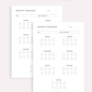 Weekly Water Tracker Printable, Hydration Tracker, Water İntake, Drink ...