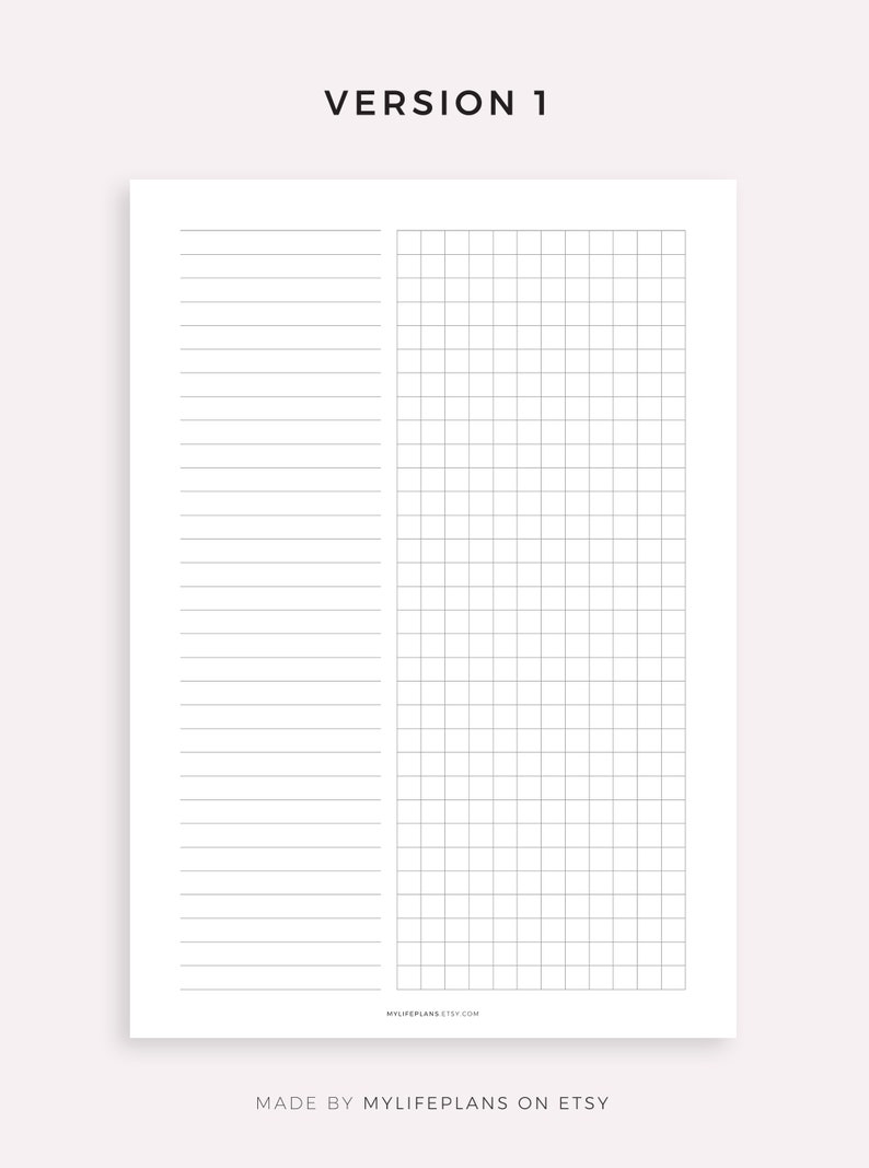 Lined & Grid Paper Printable A4/a5/letter/half Size Instant | Etsy